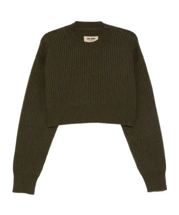 UMA WANG Ribbed Cropped Knit Sweater - Green