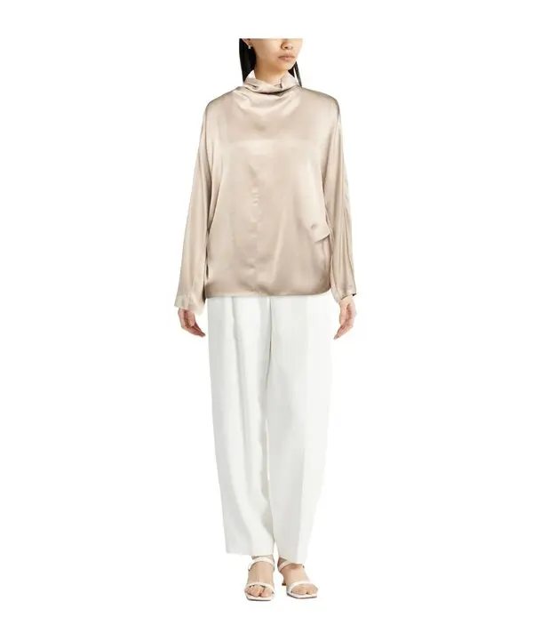 Brunello Cucinelli Silk Turtleneck Long Sleeve Top