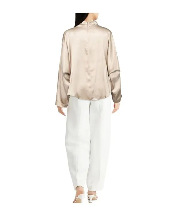 Brunello Cucinelli Silk Turtleneck Long Sleeve Top