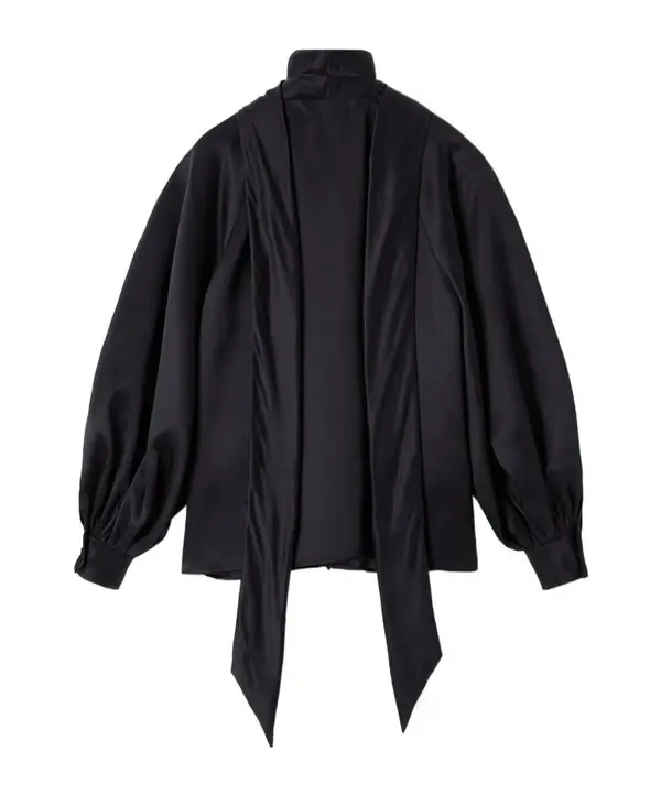 Loro Piana Lydie Silk Satin Shirt With Scarf Detail
