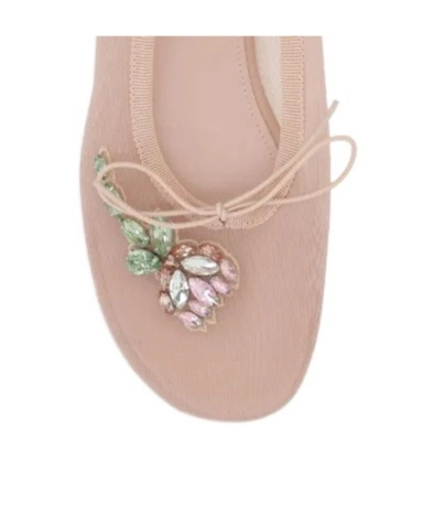Simone Rocha Rhinestone Appliqué Mesh Ballet Flats - Nude