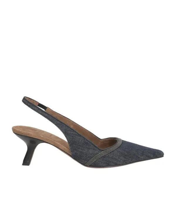Brunello Cucinelli Denim Spliced Leather Stiletto Heels - Blue