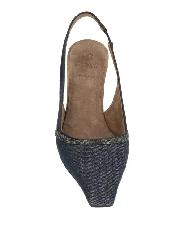 Brunello Cucinelli Denim Spliced Leather Stiletto Heels - Blue