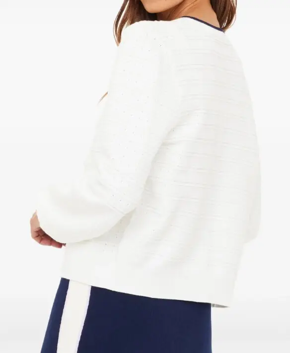 The Upside Textured Knit Bow Detail Cardigan - White