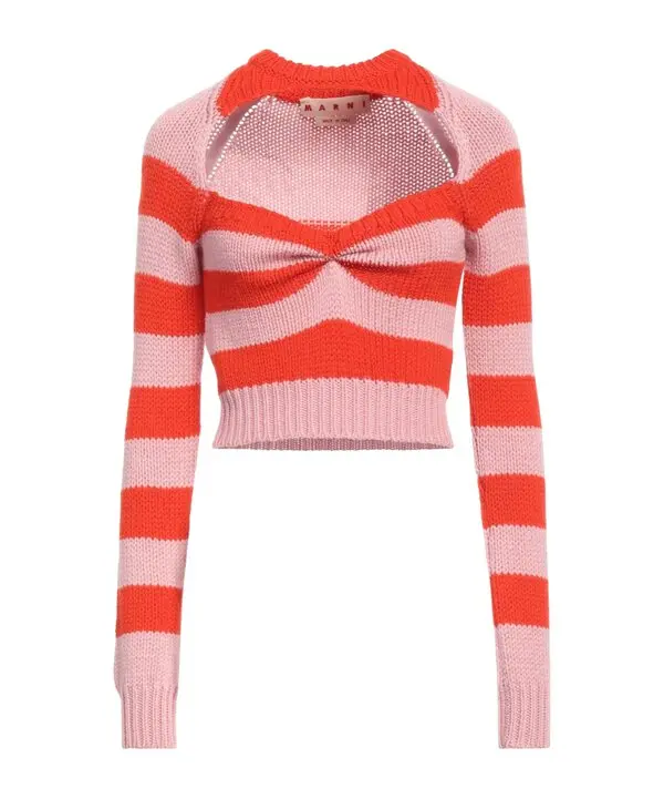 Marni Striped Cutout Knit Jumper - Pink