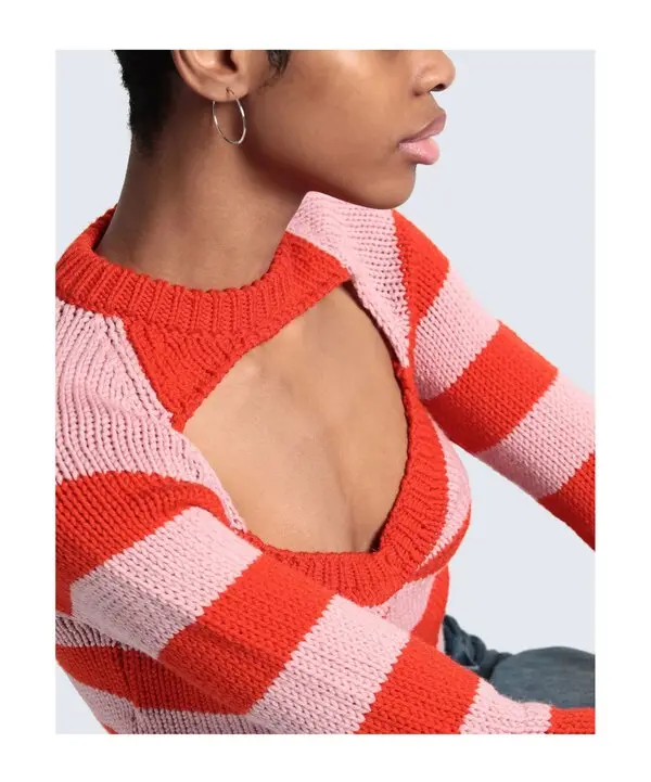 Marni Striped Cutout Knit Jumper - Pink