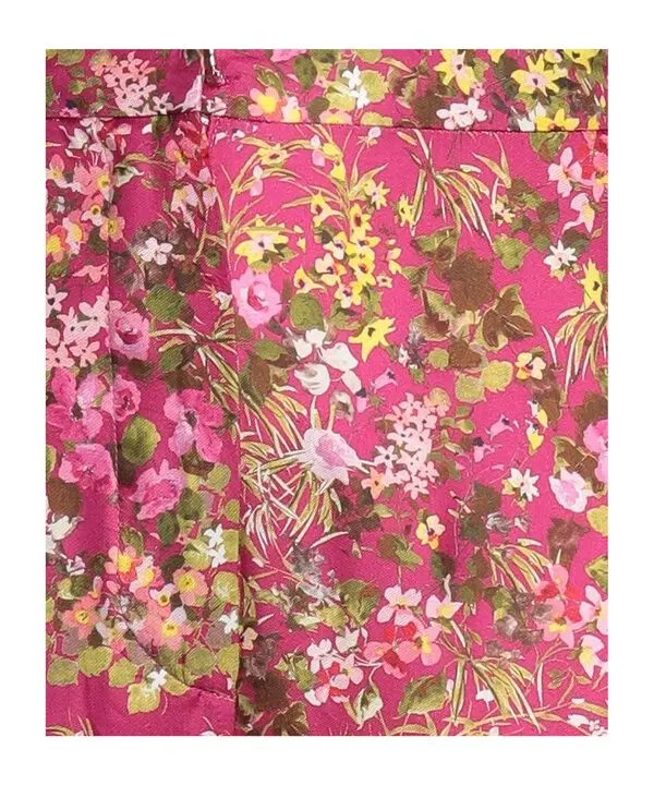 Max Mara Floral Satin Straight-leg Trousers - Fuchsia