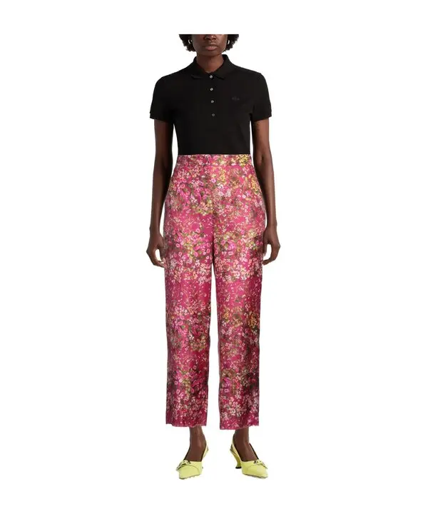 Max Mara Floral Satin Straight-leg Trousers - Fuchsia