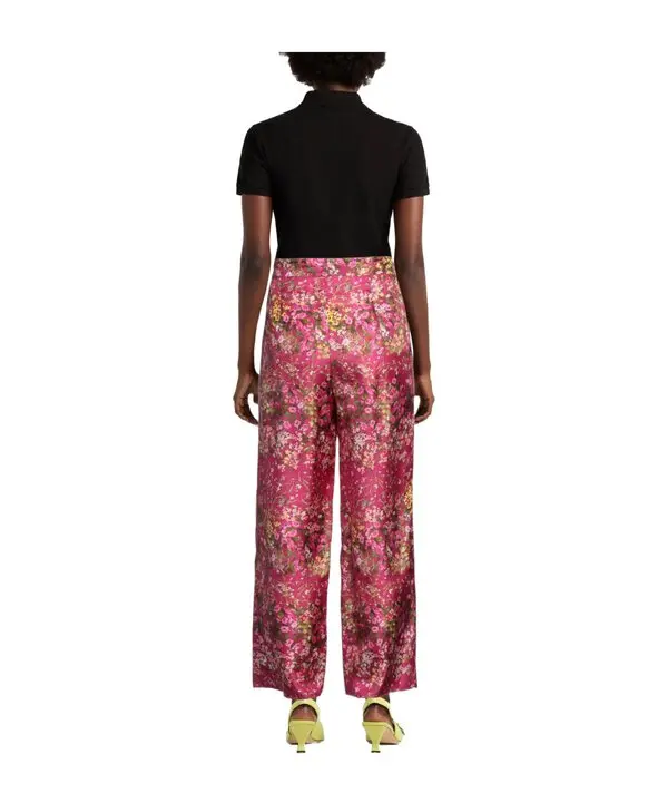 Max Mara Floral Satin Straight-leg Trousers - Fuchsia