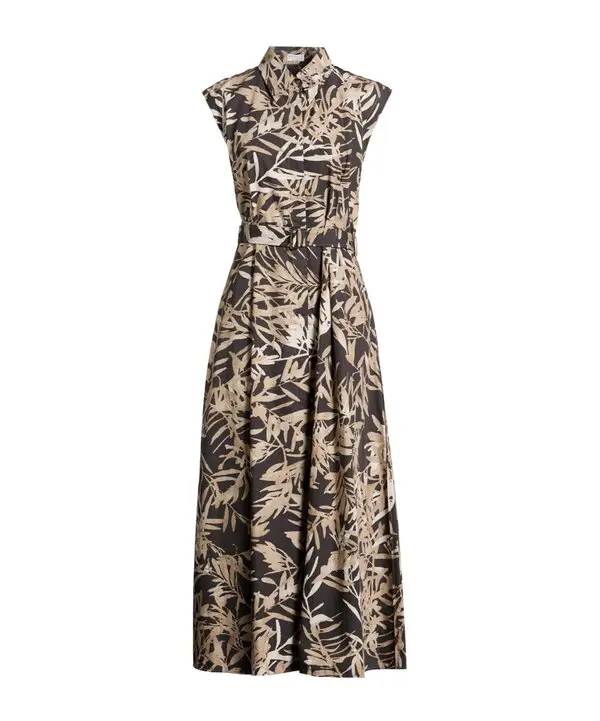 Brunello Cucinelli Sleeveless Floral Print Maxi Shirt Dress - Black