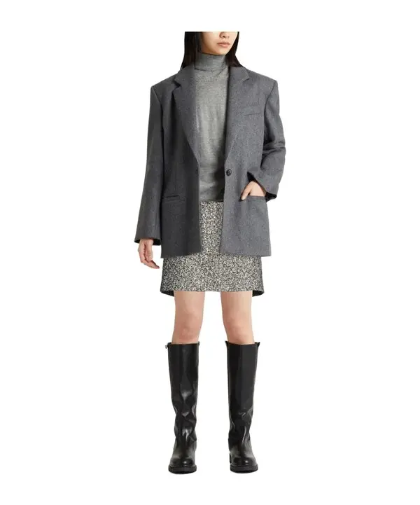 Max Mara Two-tone Bouclé Flared Mini Skirt