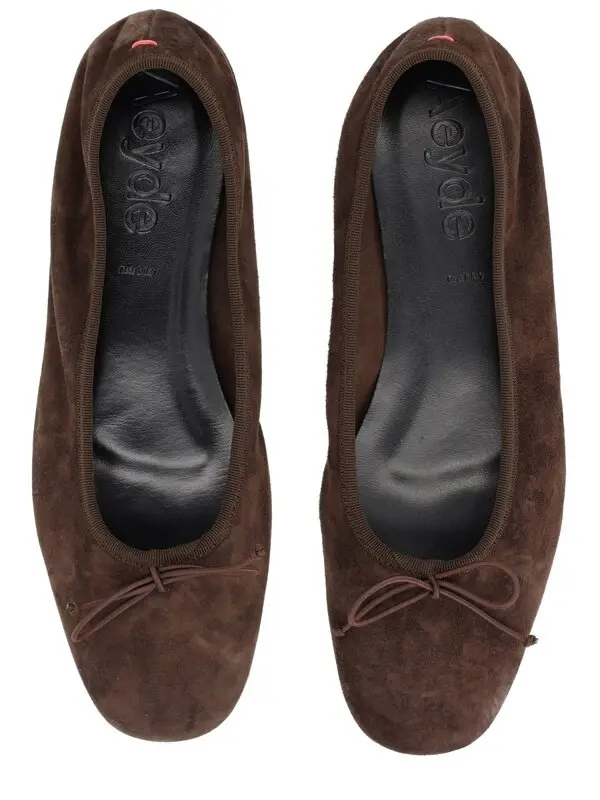AeydĒ Bow-detail Suede Ballet Flats
