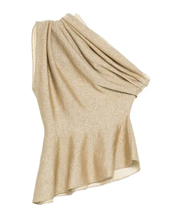 Khaite Aimee Draped Blouse - Nude