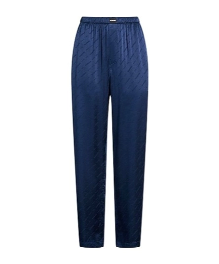 Balenciaga Logo Print Satin Pyjama Trousers - Blue