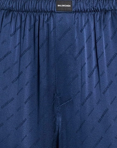 Balenciaga Logo Print Satin Pyjama Trousers - Blue