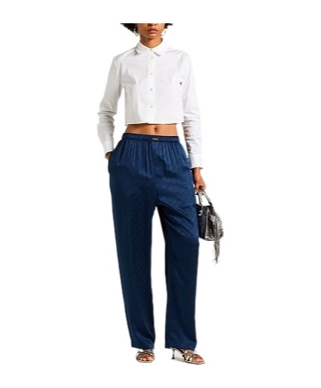 Balenciaga Logo Print Satin Pyjama Trousers - Blue