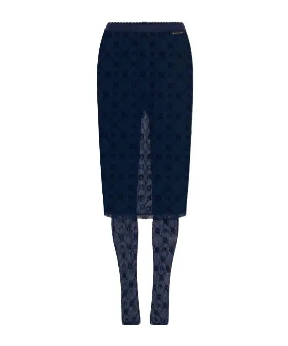 MARINE SERRE Monogram Mesh Flocked Pant-skirt