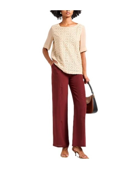Max Mara Solidcolor Shortsleeve Lace Top