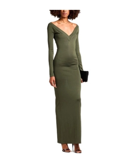 Saint Laurent Long Sleeve V-neck Maxi Dress