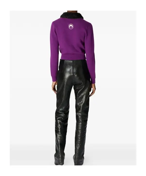 MARINE SERRE Cropped Cardigan With Contrasting Collar