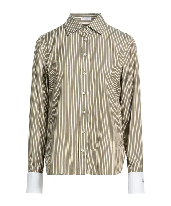 Brunello Cucinelli Striped Poplin Shirt With Classic Collar