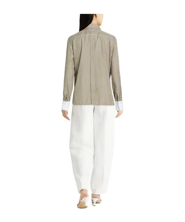 Brunello Cucinelli Striped Poplin Shirt With Classic Collar