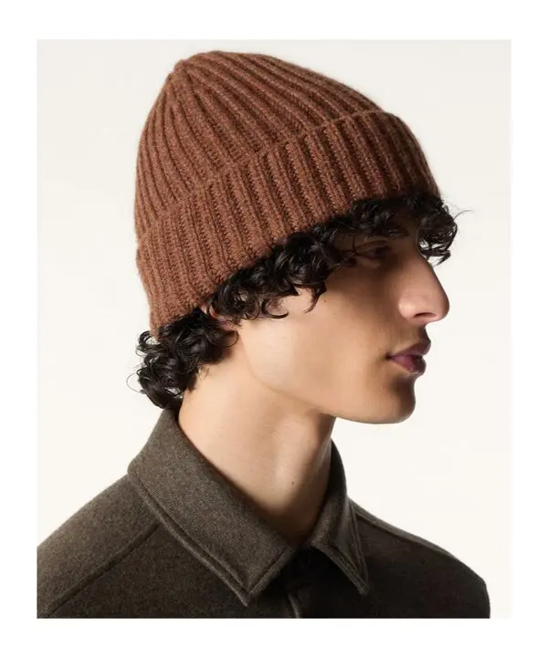 Loro Piana Maglia Inglese Ribbed Knit Hat - Caramel