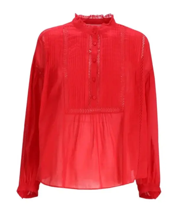 Isabel Marant Étoile Cotton Blouse With Lace And Ruched Details