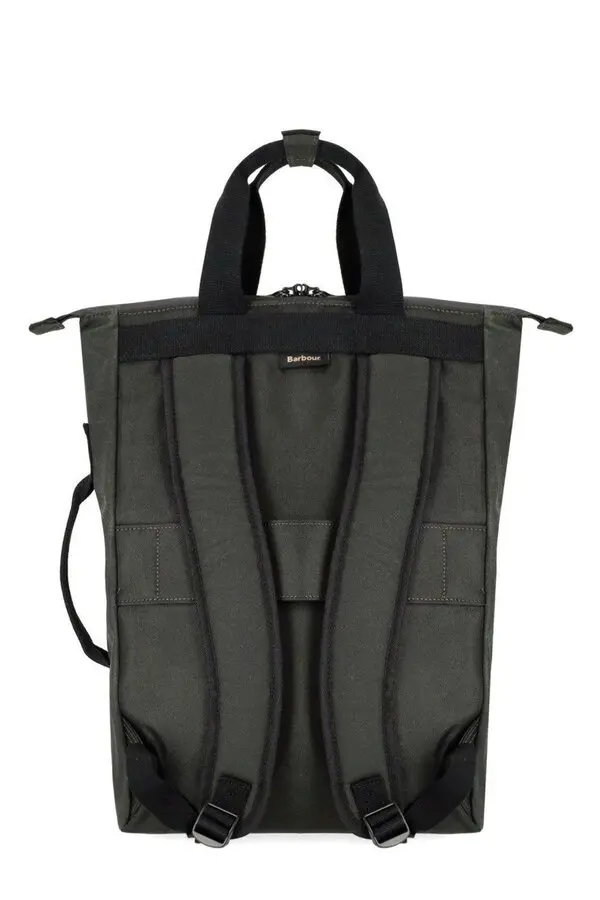 Barbour Waxed Canvas Backpack With Top Handles