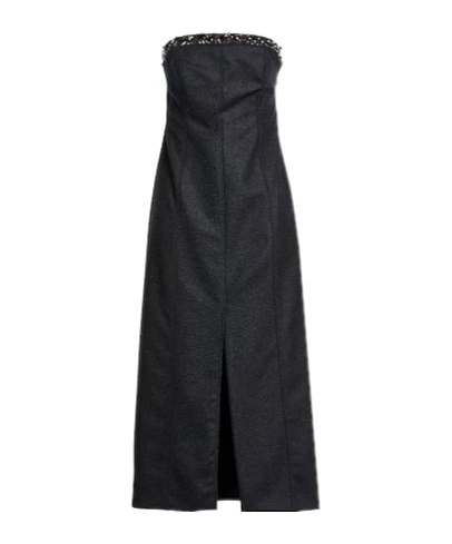 Brunello Cucinelli Sleeveless Off-the-shoulder Flannel Dress With Crystal Embellishments