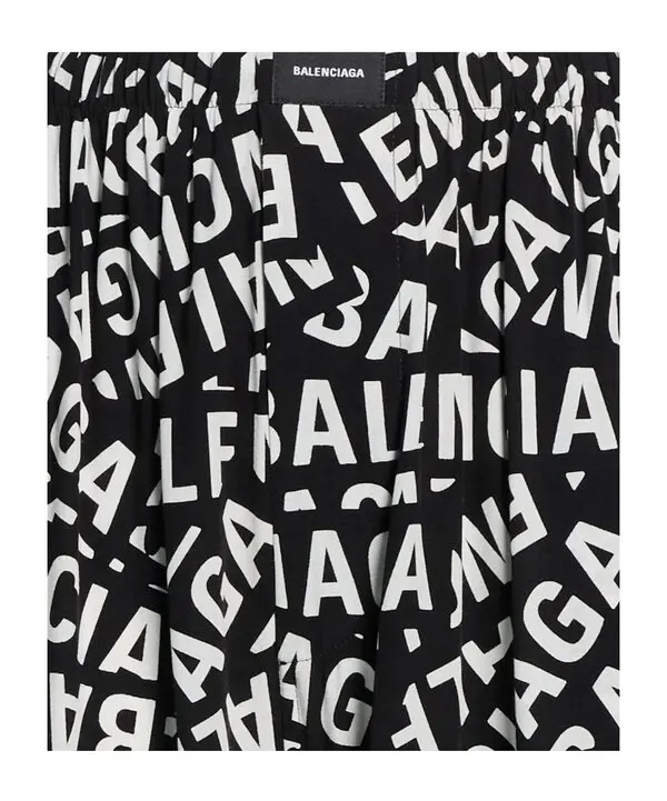 Balenciaga Logo-print Twill Wide-leg Trousers - Black