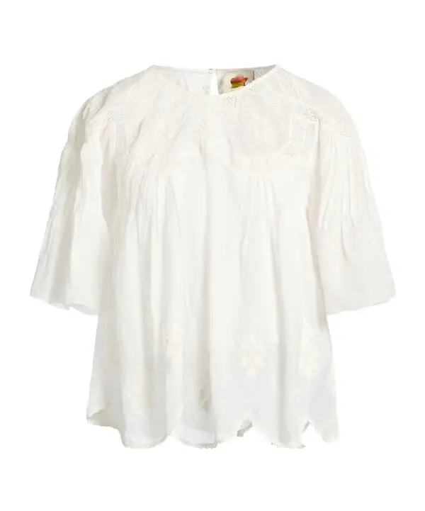 Farm Rio Solid-color Lace Short Sleeves