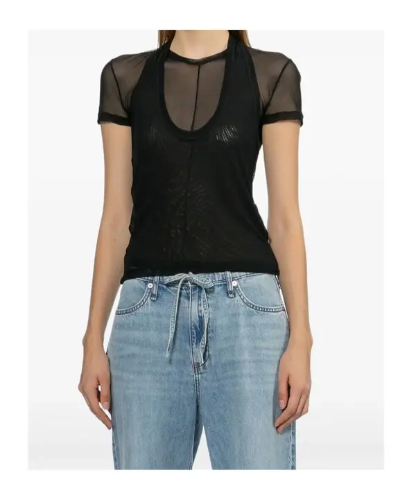 Helmut Lang Sheer Short-sleeve Crewneck Top