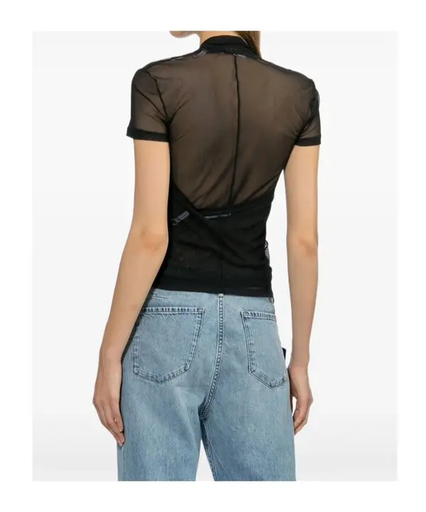 Helmut Lang Sheer Short-sleeve Crewneck Top