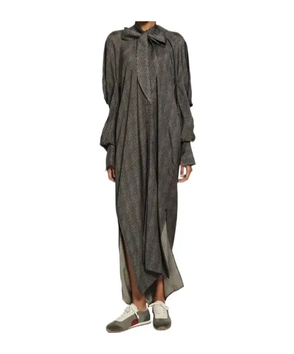 UMA WANG Geometric Print Pussy-bow Coat