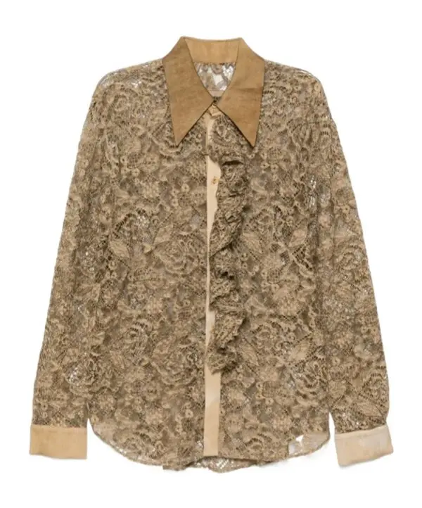 UMA WANG Lace Ruffle Shirt