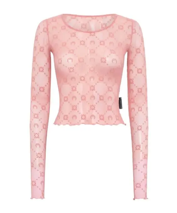 MARINE SERRE Geometric Print Long Sleeve Top - Pink
