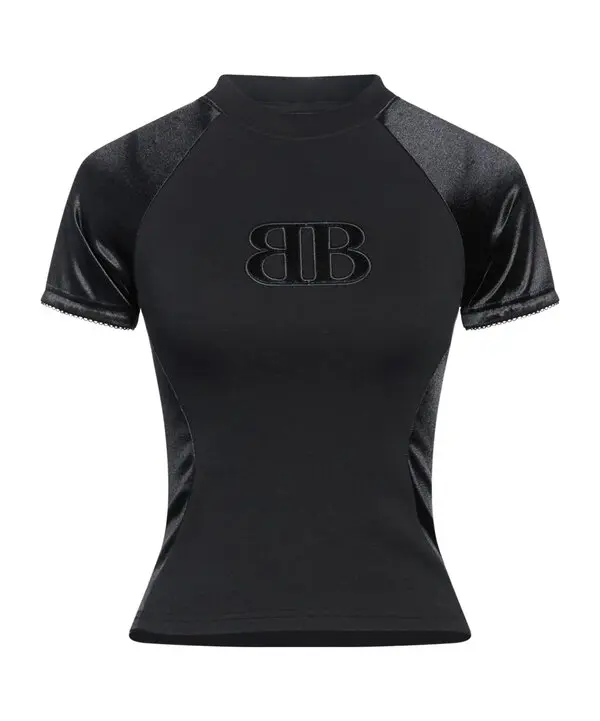 Balenciaga Appliqué Satin Jersey Top - Black