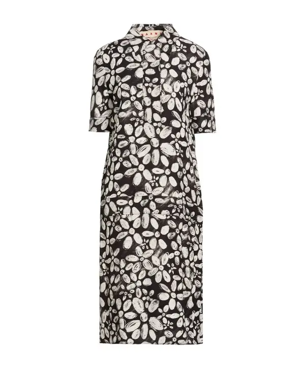 Marni Floral Print Midi Dress - Black