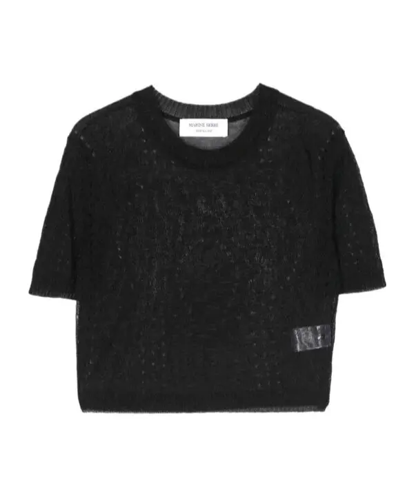 MARINE SERRE Mesh Knit T-shirt - Black