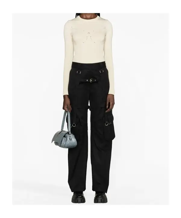 MARINE SERRE Perforated Ribbed-knit Top