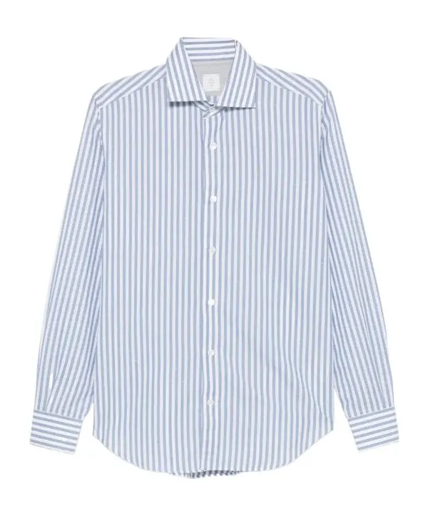 Eleventy Vertical-stripe Spread-collar Shirt