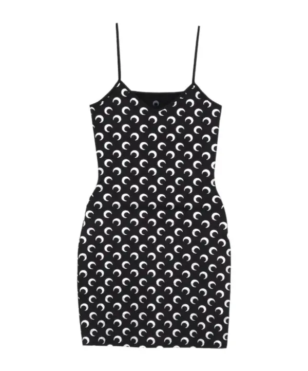 MARINE SERRE Moon Print Spaghetti Strap Mini Dress