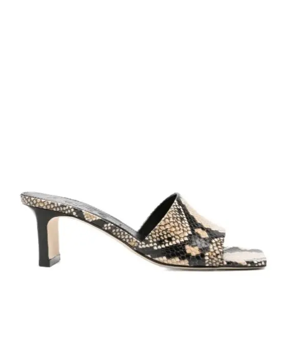 AeydĒ Jessie Snakeskin-print Heeled Mules - Gray