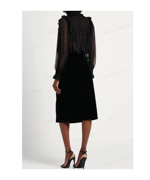 Saint Laurent Chiffon Top With Appliqués And Ruffles