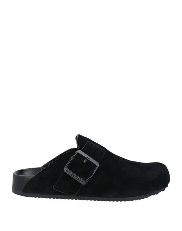 Balenciaga Suede Mules With Round Toe - Black
