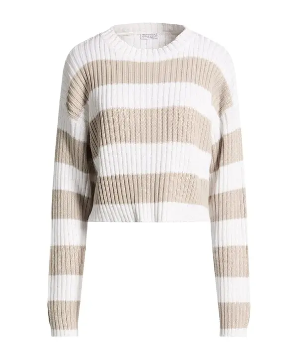 Brunello Cucinelli Striped Long-sleeve Knit Top - No