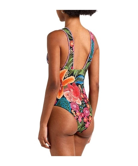 Farm Rio Floral Embroidered One Piece Swimsuit