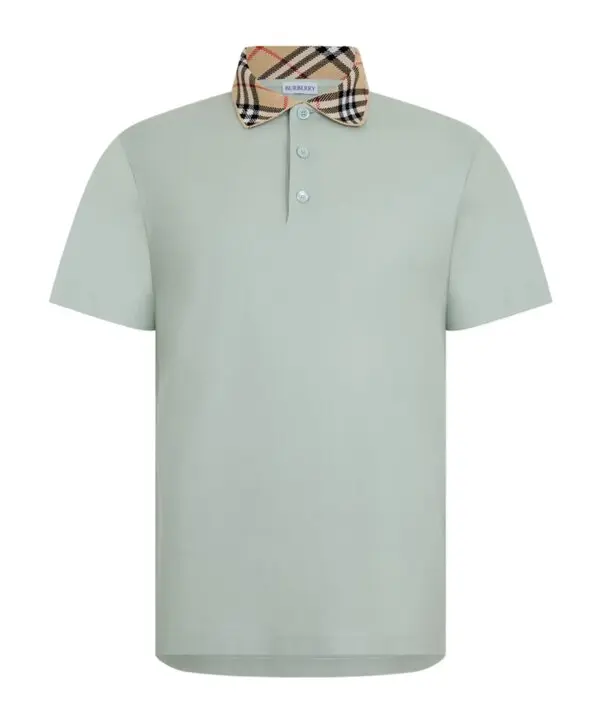 Burberry Check Cotton Cody Polo Shirt - Gray