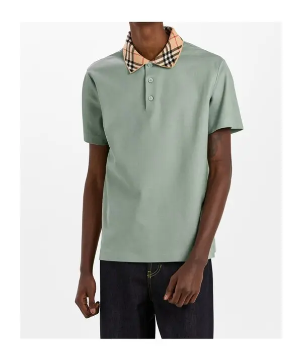 Burberry Check Cotton Cody Polo Shirt - Gray